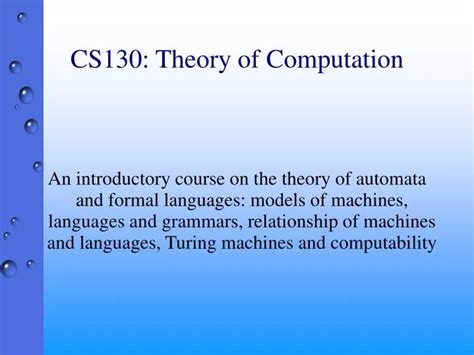 PPT CS Theory Of Computation PowerPoint Presentation Free Download ID