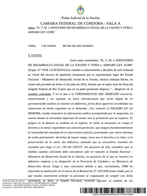 Fallo Medida Cautelar Pdf Mandato Sentencia Ley