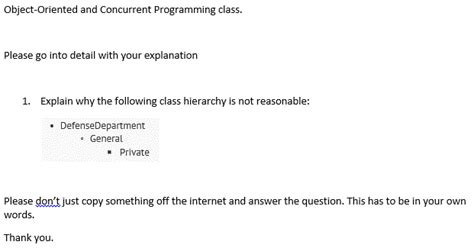 Solved Explain Why The Following Class Hierarchy Is Not