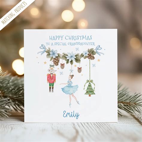 Girls Personalised Nutcracker Christmas Cardpink And Posh