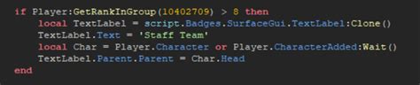 Staff Nametag Issue Scripting Support Developer Forum Roblox