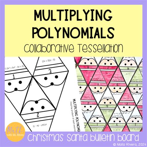 Editable Multiplying Polynomials Santa Christmas Bulletin Board Algebra