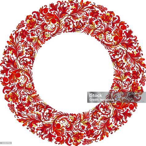 벡터 원형 프레임 낙서 꽃의 화 환 디자인이 했다 원형 장식입니다 꽃과 허브의 화 환 그림입니다 봄 요소입니다 꽃 화 환을 한다면 0명에 대한 스톡 벡터 아트 및 기타