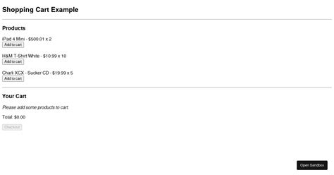 Shopping Cart Codesandbox