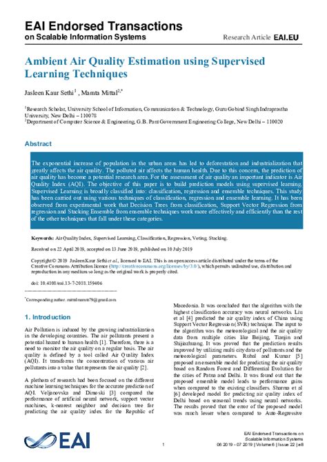 Pdf Ambient Air Quality Estimation Using Supervised Learning Techniques Jasleen Sethi