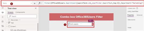 Power Apps Combo Box Search Office365users