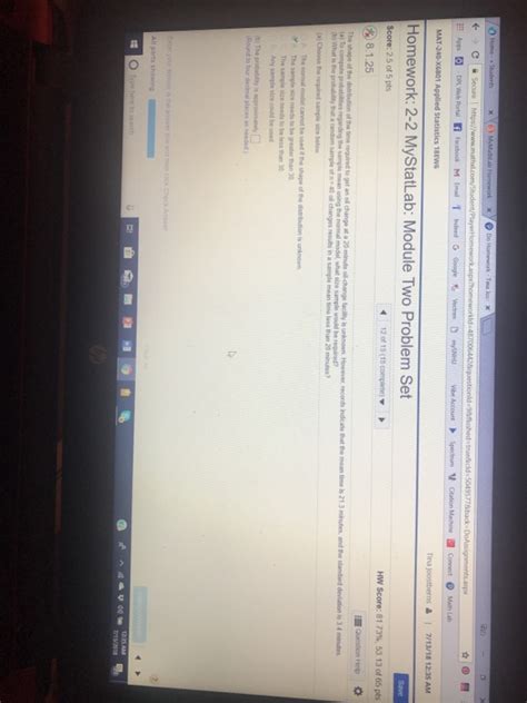Solved Math Lab Homework 2 2 Mystatlab Module Two Problem