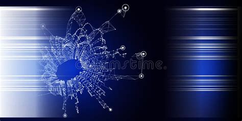 Abstract Technology Background With Polygonal Grid Blurred Lines And Data Quantum Computing