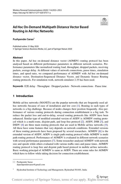 ad hoc on demand multipath distance vector based routing in ad hoc