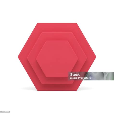 빨간 수직 다단계 벽 벌집 기하학적 모양 기본 기초 블록 현실적인 벡터 3차원 형태에 대한 스톡 벡터 아트 및 기타 이미지