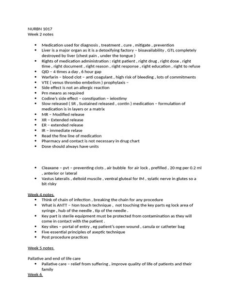 Nurbn 1017 Notes Class Pdf Health Sciences Medical Specialties