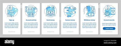 Internet Banking Onboarding Mobile App Page Screen With Linear Concepts Money Transaction Steps