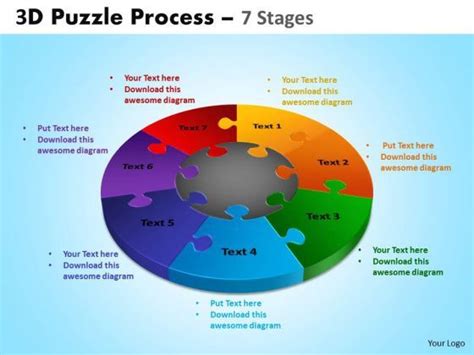 Strategic Management 3d Puzzle Process Diagram Ppt Templates 7 Stages