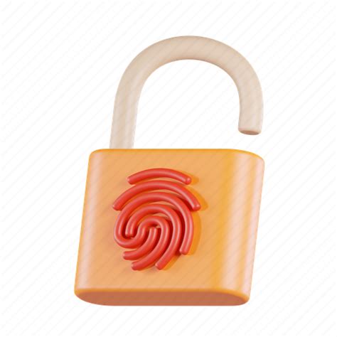 Padlock Fingerprint Protection Unlock Security Identification Biometric 3d Illustration