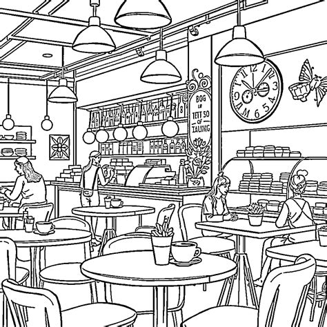 Best Cafe Coloring Pages Free Printable Pdf