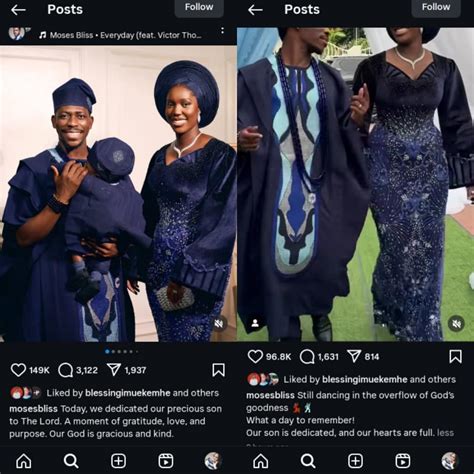 Gospel Singer Moses Bliss And Wife Dedicate Their Son In Church Photos And Video Kemi Filani