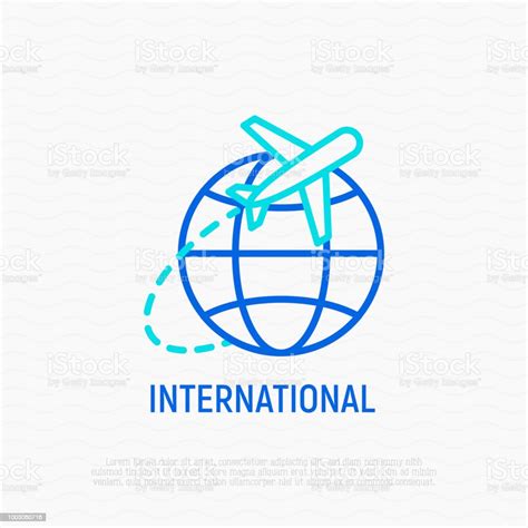 행성 얇은 라인 아이콘 주위를 비행 하는 비행기 현대 벡터 일러스트 여행 휴가의 상징 날씬한에 대한 스톡 벡터 아트 및 기타