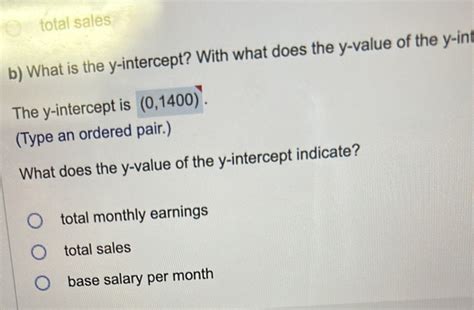 Solved Total Sales B What Is The Y Intercept With What Does The Y