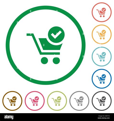 Set Of Checkout Color Round Outlined Flat Icons On White Background Stock Vector Image And Art Alamy
