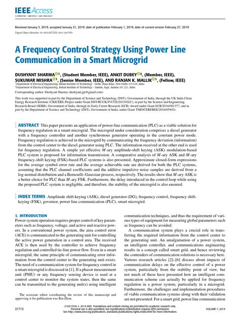 5 Джерело A Frequency Control Strategy Using Power Line Communication Pdf Modulation