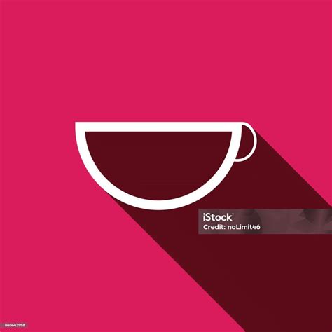 화이트 플랫 컵 아이콘 긴 그림자입니다 벡터 일러스트 레이 션 갈색에 대한 스톡 벡터 아트 및 기타 이미지 갈색 단일 객체 디자인 Istock