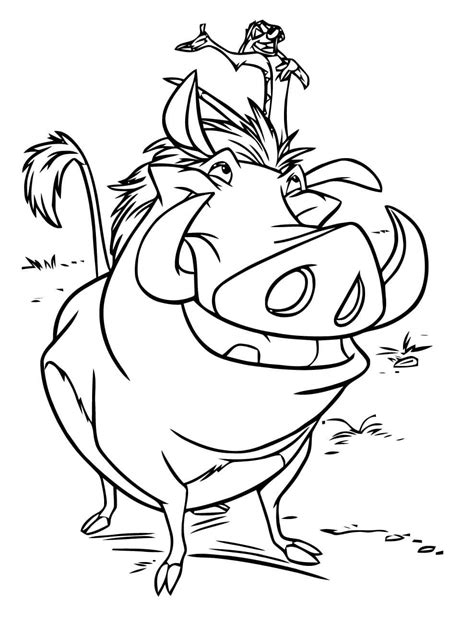 Timon On Pumbaa From The Lion King Coloring Page Download Print Or Color Online For Free