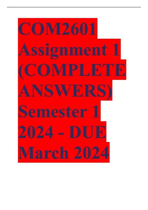 Com2601 Assignment 1 Complete Answers Semester 1 2024 Due March 2024 Com2601 Stuvia Sa