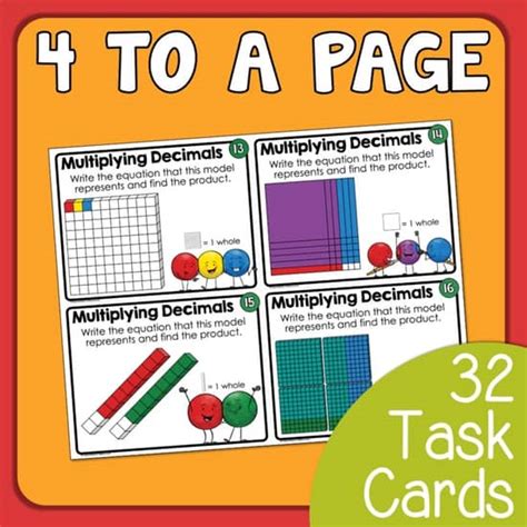 Multiplying Decimals With Models Task Cards Engaging Math Skills