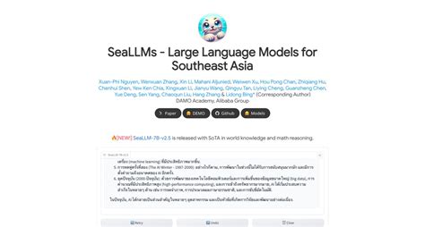Seallms Southeast Asian Large Language Models