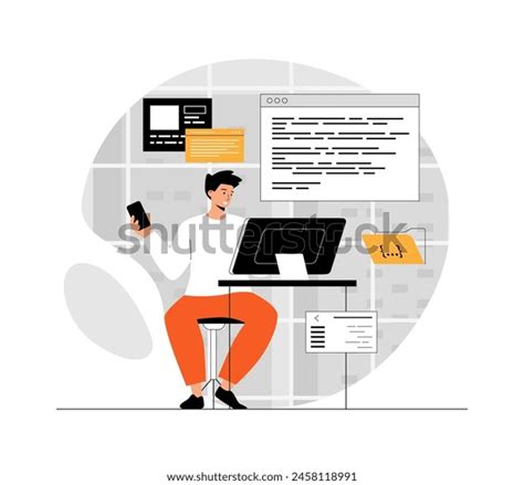Programming Coding Concept Technology Process Software Stock Vector