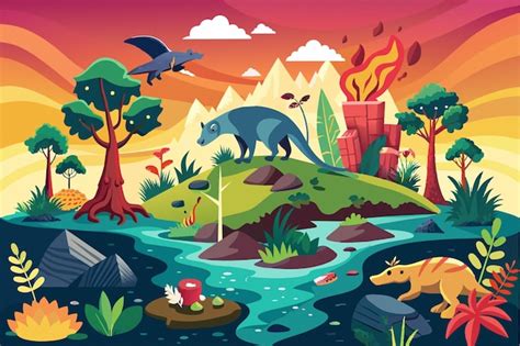 Illustration Depicts The Consequences Of Biodiversity Loss Showcasing