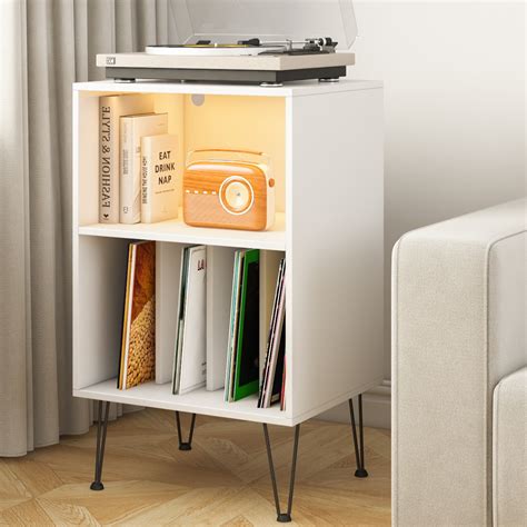 Hommpa Record Player Stand With Led Lights Turntable Stand With Vinyl