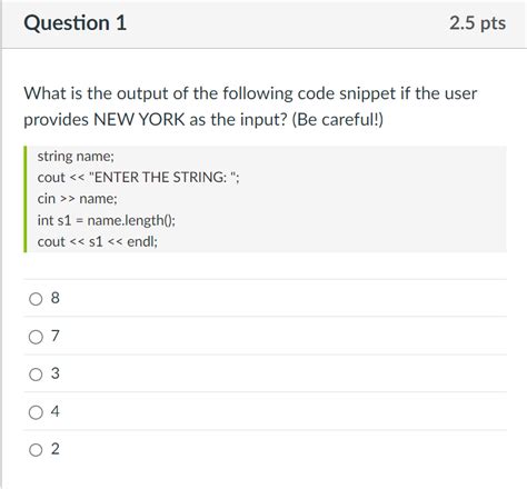 Solved Question 1what Is The Output Of The Following Code