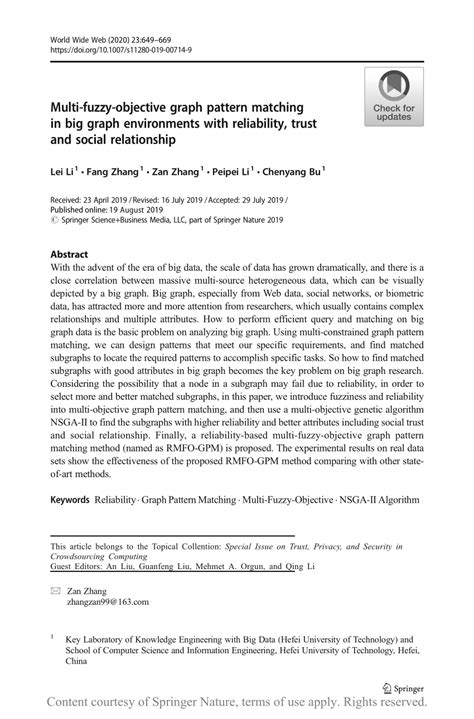 Multi Fuzzy Objective Graph Pattern Matching In Big Graph Environments With Reliability Trust
