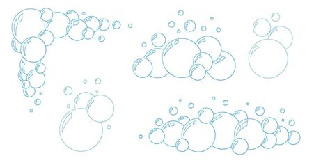 Doodle Soap Bubbles Outline Set Hand Drawn Water Bubbles With Sparkle