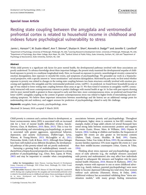 Pdf Resting State Coupling Between The Amygdala And Ventromedial Prefrontal Cortex Is Related