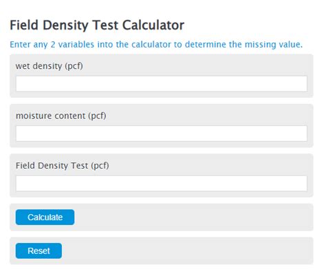 Field Density Test Calculator Calculator Academy