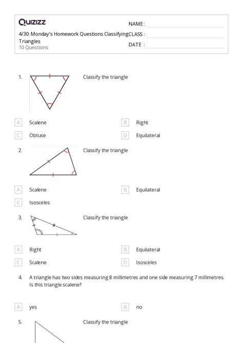 50 Classifying Triangles Worksheets On Quizizz Free And Printable