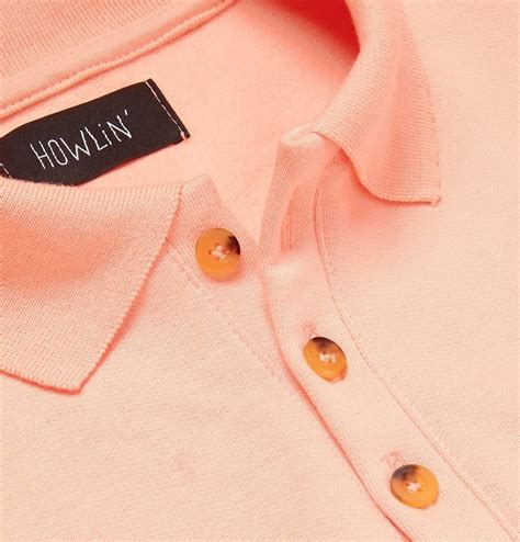 Howlin Loopback Cotton Jersey Polo Shirt Peach Howlin By Morrison