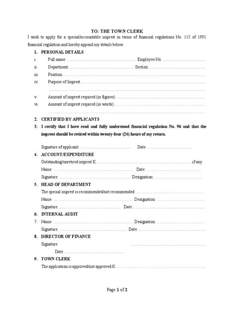 New Imprest Form Download Free Pdf Government Business