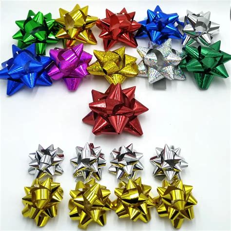 50pcs 자기 접착제 선물 포장 리본 선물 포장 크리스마스 결혼식 발렌타인 데이 선물 장식 선물 스타 활 2 크기크리스마스 넥타이 Aliexpress