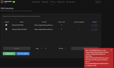Update Check Failed Please Check Your Internet Connection · Issue 6038 · Adguardteam