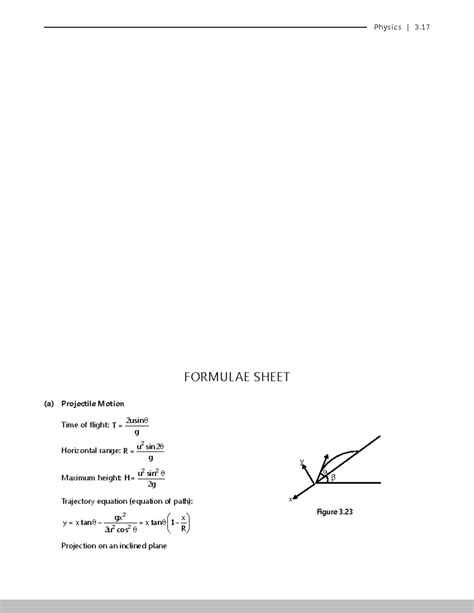 Motion In A PlaneFormulae Sheet Pdf Physics 3 FORMULAE SHEET A Projectile Motion Time Of