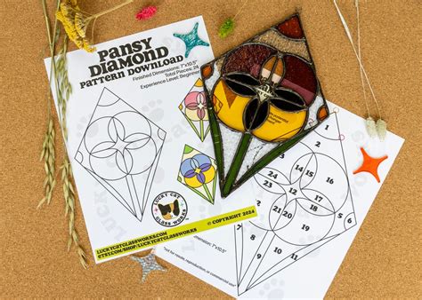 Pansy Diamond • Stained Glass Pattern • Digital Download • Hobby