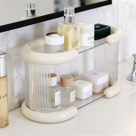 2단 화장품정리함 화장대 선반 대용량 수납장 화장품 트레이 향수 악세사리 립스틱 정리함 서랍 다용도 정리 아크릴 메이크업 보관함