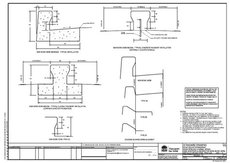 Ts 00057 1 00 Nsw High Profile Redirective Kerb Bowe Kerb Installation Sections Profiles