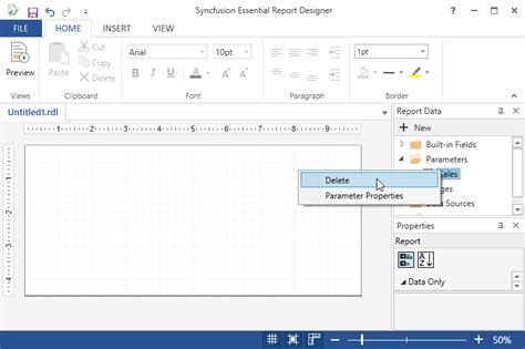 Add Parameter ReportDesigner Wpf Syncfusion