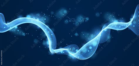 Vector Abstract Background With Wave Of Flowing Particles Over Dark