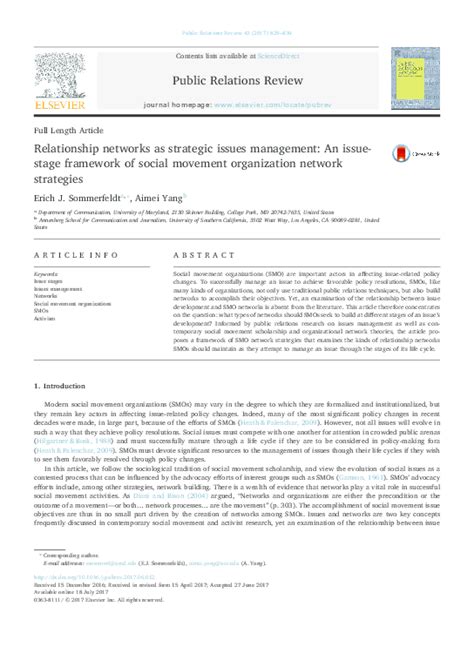 Pdf Relationship Networks As Strategic Issues Management An Issue