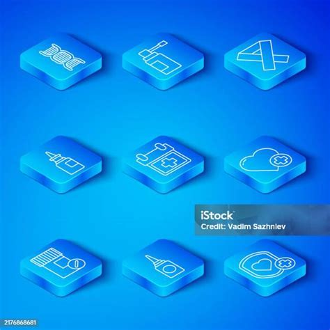 세트 라인 의학 병 및 알약 의사 예약 병 비강 스프레이 십자가와 심장 인식 리본 Dna 기호 및 방패 심박수 아이콘 벡터 3차원 형태에 대한 스톡 벡터 아트 및 기타